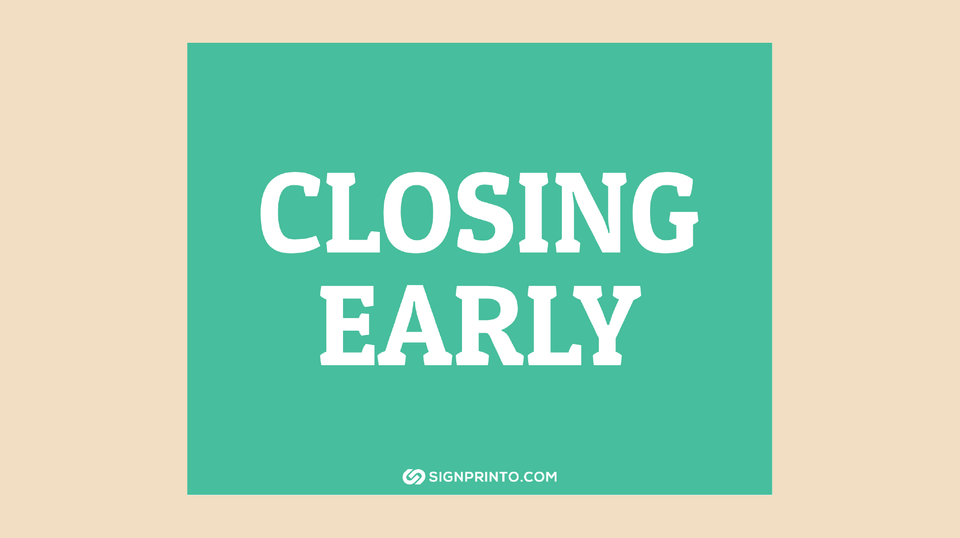 Free Printable Closing Early Sign PDF